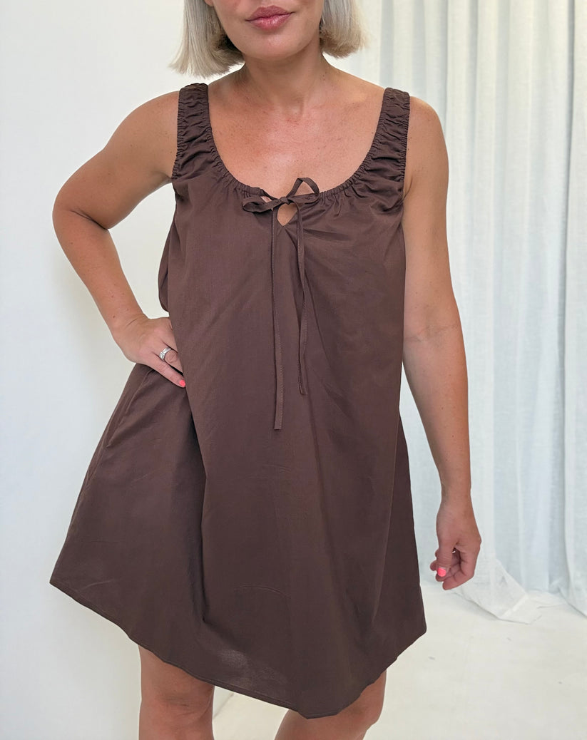 By Frankie/ Luna Sun Dress- Chocolate – Baylee Mae