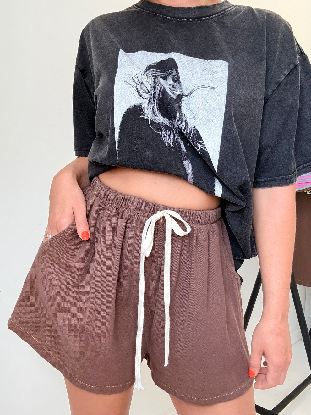 By Frankie/ Luna Denim Short- Chocolate – Baylee Mae